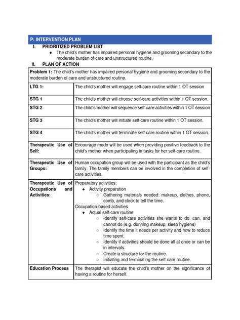 Intervention Plan Sample Pdf