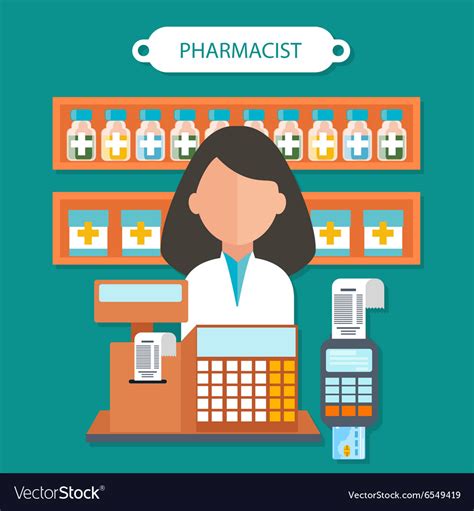 Pharmacist Concept Flat Design Royalty Free Vector Image