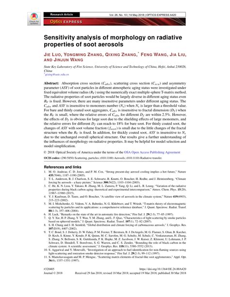 Pdf Sensitivity Analysis Of Morphology On Radiative Properties Of Soot Aerosols