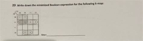 Solved 20write Down The Minimized Boolean Expression For