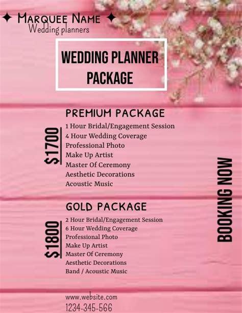 Wedding Planner Package Flyerwedding Package Wedding Planner