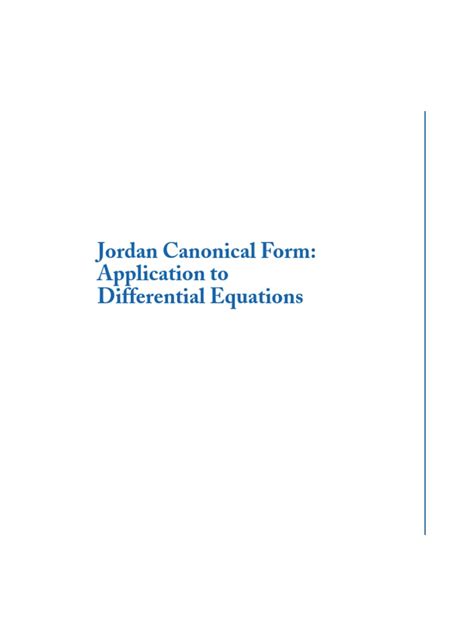 Jordan Canonical Form Application To Differential Equations Pdf