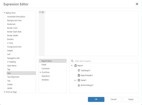 Using The Expression Editor