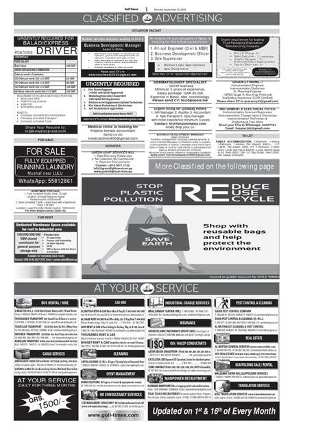 Gulf Times Classified 20230925 1 Pdf Car Rental Qatar
