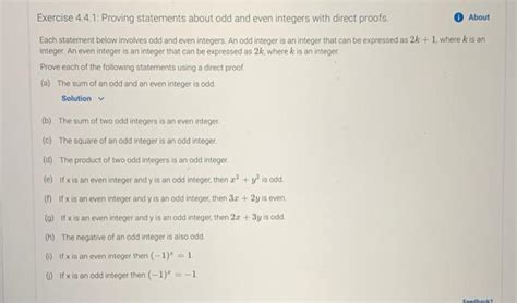 Solved About Exercise 441 Proving Statements About Odd