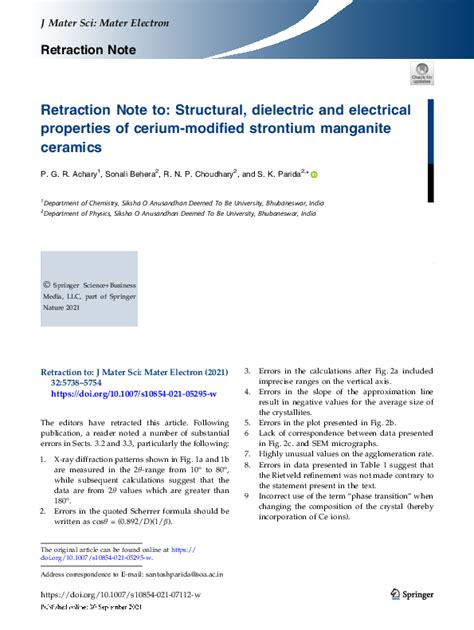 Pdf Retraction Note To Structural Dielectric And Electrical