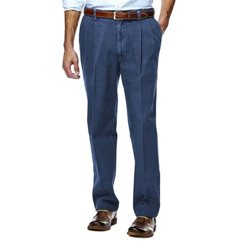 Haggar Haggar Mens Work To Weekend Pleated Front Denim Pants