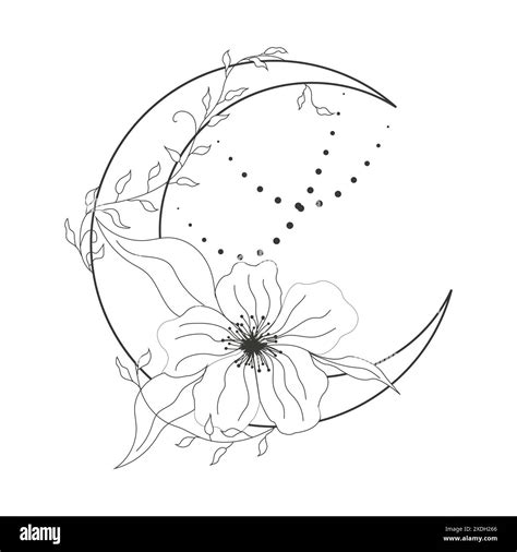 Moon Flower Tattoo Drawing