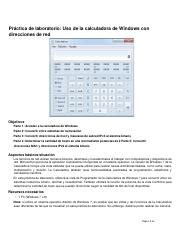 Lab Using the Windows Calculator With Network Addresses S pdf Práctica de