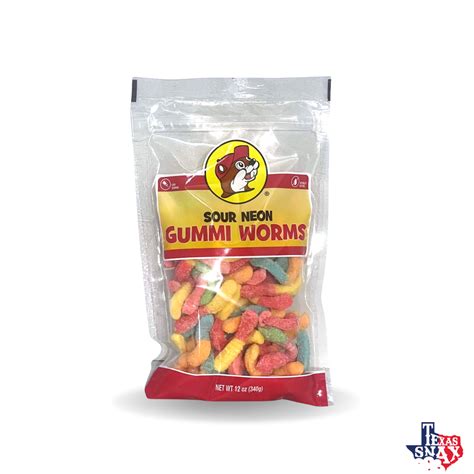 Buc Ees Mini Sour Gummi Worms Texas Snax