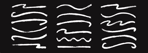 손으로 그린 분필 물결 모양 지그재그 직선 컬렉션 흰색 파스텔 구불구불한 선 밑줄 획 세트 크레용 웨이브 브러시 스트로크 번들 벡터 스케치는 분할 분리 강조를 위한 표시 및