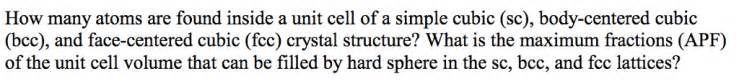 Solved How Many Atoms Are Found Inside A Unit Cell Of A Chegg