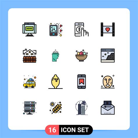 16 Flat Color Filled Line Concept For Websites Mobile And Apps Apartment Love Communication