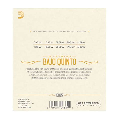 Bajo Quinto Strings Daddario Ej85 10 Strings Phosphor Bronze