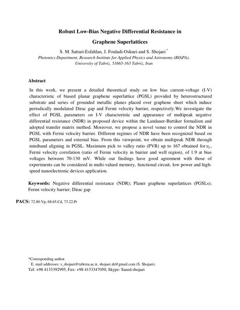 Pdf Tunable Negative Differential Resistance Ndr In Graphene Superlattice