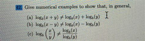 solved 42 give numerical examples to show that in general