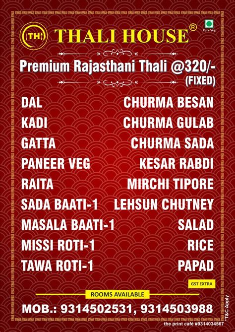Menu At Thali House Sindhi Camp Jaipur Jaipur 373 374