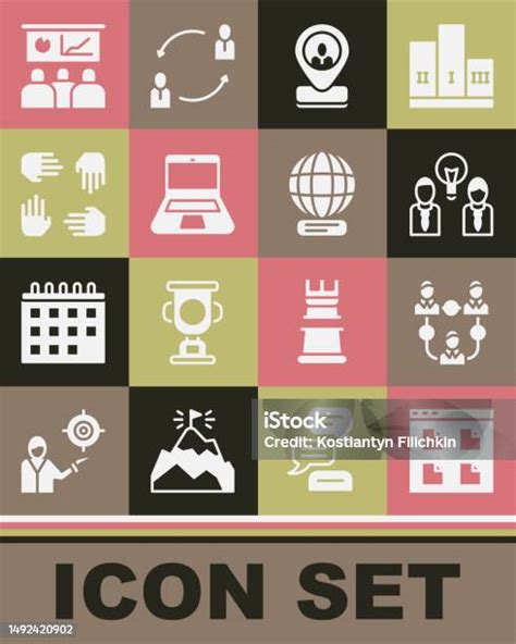 브라우저 파일 프로젝트 팀 기반 램프 전구가 있는 사람 작업자 위치 노트북 교육 프레젠테이션 및 전 세계 아이콘을 설정합니다 벡터 경영자에 대한 스톡 벡터 아트 및 기타