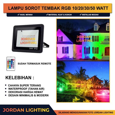 Jual Lampu Sorot LED RGB 10W 20W 30W 50W Tembak Warna Warni Outdoor Indoor Tahan Air