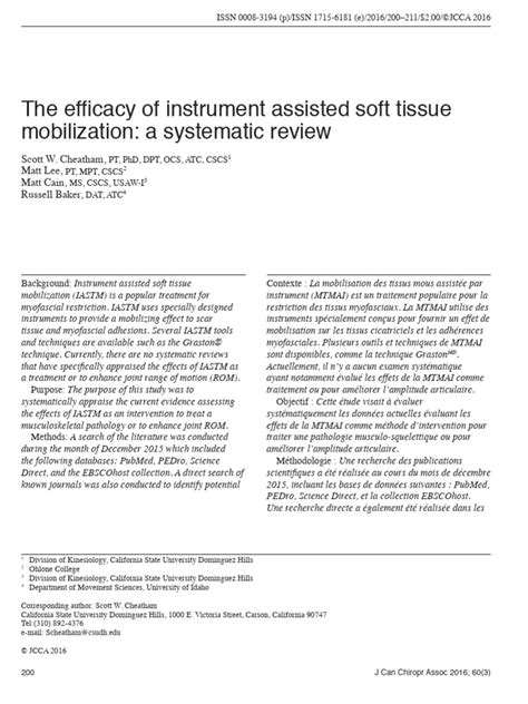 The Efficacy Of Instrument Assisted Soft Tissue Mobilization Pdf