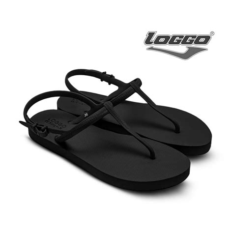 Loggo Strappy Black Sandals 36 40 Shopee Malaysia