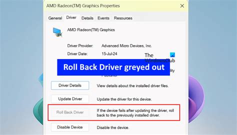 Roll Back Driver Is Greyed Out In Windows