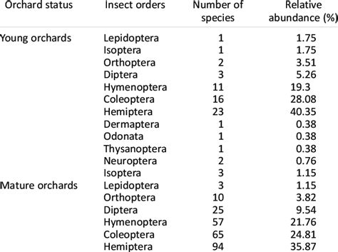 Insect Orders Numbers Of Species And Relative Abundance In Young