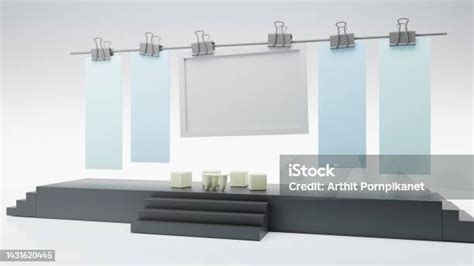 파스텔 배경에 테이블 소파가있는 프리젠 테이션 무대 토크쇼 배경 3d 렌더링 Led 조명에 대한 스톡 사진 및 기타 이미지 Led 조명 Performing Arts