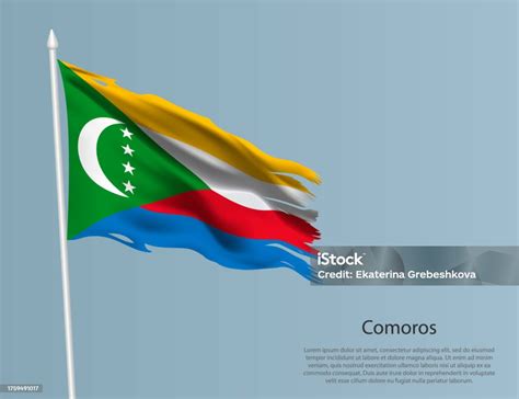 코모로의 누더기 국기 파란색 배경에 물결 모양의 찢어진 천 3차원 형태에 대한 스톡 벡터 아트 및 기타 이미지 3차원 형태 개체 그룹 국가 관광명소 Istock