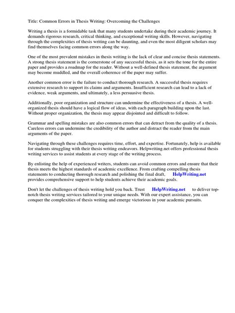 Common Error In Thesis Pdf