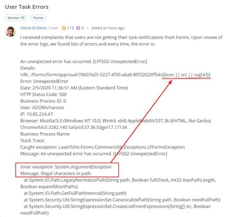 User Task Errors Laserfiche Answers