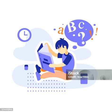 바닥에 앉아 있는 아이 독서 호기심 많은 아이 유치원 교육 재미있는 학습 공부에 대한 스톡 벡터 아트 및 기타 이미지 공부 개발 고등학교 이하 Istock