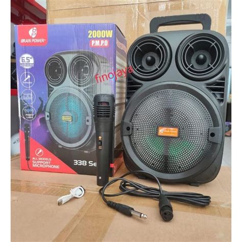 Jual Speaker Bluetooth 338 Bonus Mic 6 5Inci Salon Aktif Portable Radio Fm Speaker Wireless Led