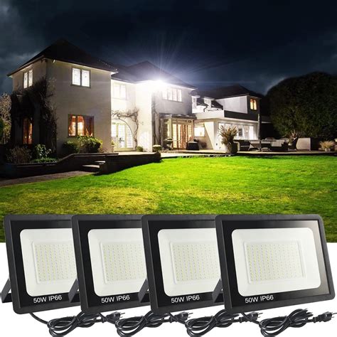 Garageangle 4pack Led Flood Light Outdoor 50w Led Work Light 5500lm