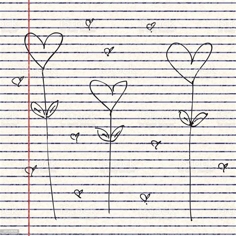 Love Heart Design On Lined Paper Stock Illustration Download Image