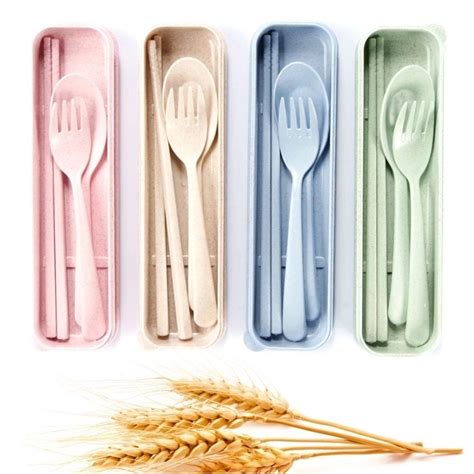 Jual Sendok Jerami Sendok Gandum Cutlery Set Alat Makan Sendok Plastik