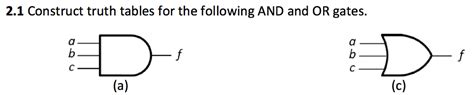 solved 2 1 construct truth tables for the following and and