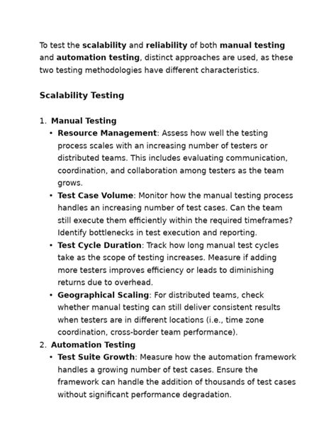 Scalability And Reliability Of Both Manual Testing And Automation Testing