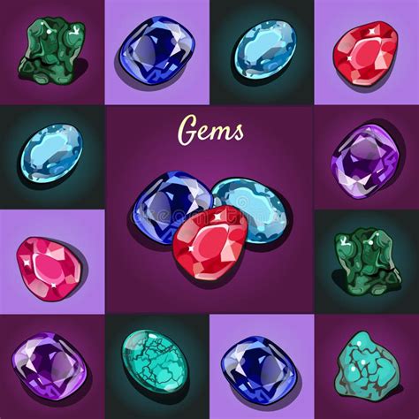 Set of Game Icons of Precious Stones, 6 Stones Stock Vector ...