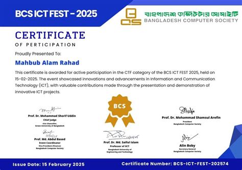 Cybersecurity Ctf Bcsictfest2025 Ethicalhacking Capturetheflag Mahbub Alam Rahad