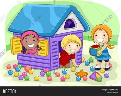 Vector Y Foto Ilustración De Niños Jugando En Bigstock
