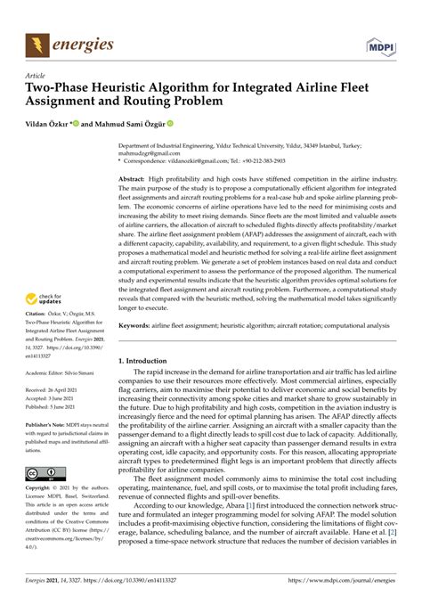 Pdf Two Phase Heuristic Algorithm For Integrated Airline Fleet