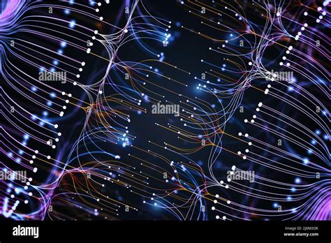 3d rendering big data visualization digital data threads plot network