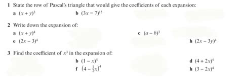Solved State The Row Of Pascal S Triangle That Would Give Chegg Com