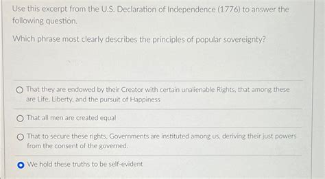 Solved Use This Excerpt From The Us ﻿declaration Of