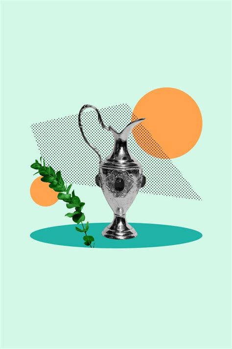 Vertical Sketch 3d Artwork Collage Poster Of Victorian Style Milk Jug