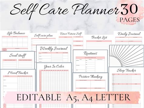 Self Care Planner Self Care Workbook Self Care Printable Self Care