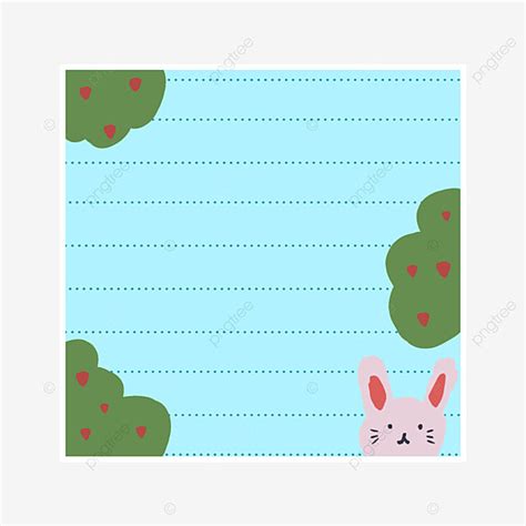 덤불과 토끼가 있는 귀여운 파란색 메모 메시지 입안자 총알 일지 스티커 메모 Png 일러스트 및 Psd 이미지 무료 다운로드 Pngtree