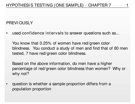 C Hypothesis LETS STUDY AND PASS HYPOTHESIS TESTING ONE SAMPLE CHAPTER PREVIOUSLY