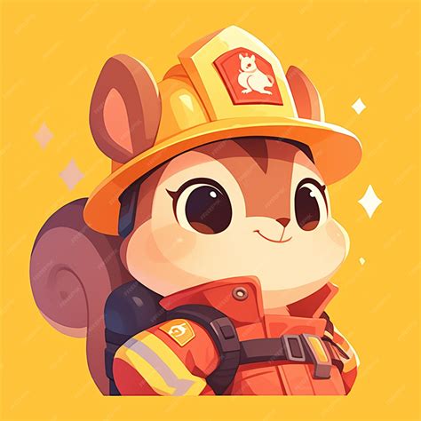 Premium Vector An Agile Squirrel Firefighter Cartoon Style